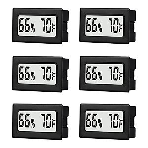6 Pack Mini Small Digital Hygrometer Thermometer Indoor Temperature and Humidity Meter Gauge with Temp Humidity Sensor Monitor Fahrenheit (℉) for Jars,Home,Room