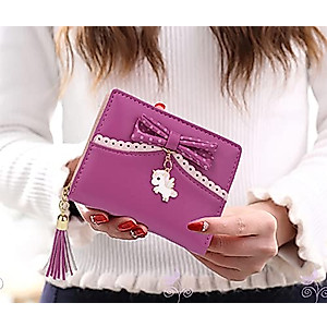 UTO Wallet for Girls Cute Unicorn Bowknot Women Coin Purse Card Bill Holder Organizer