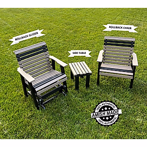 Poly Outdoor Side Table - Premium Quality | Affordable Price - Amish Handcrafted in The USA - 20-Year Warranty - All-Weather Resistant & Maintenance Free (Weathered Wood/Black)