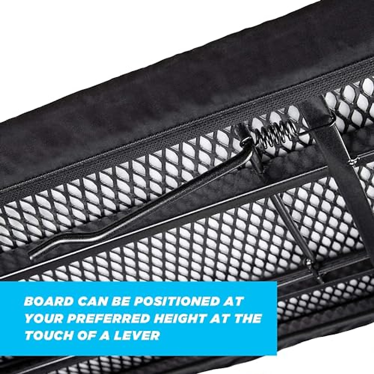 Minky Homecare Ergo Plus Prozone Ironing Board Made in UK Freestanding Full Size Iron Table with Heat Reflective Cover, Thick Felt Underlay and Large 48" x 15" Ironing Surface (Gunmetal and Blue)