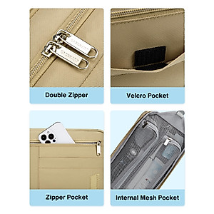 BAGSMART Travel Toiletry Bag, Toiletry Bag for Women and Men with Hanging Hook, Water-resistan Dopp Kit Door Room Essentials Makeup Cosmetic Bag, Shaving Bag Organizer for Traveling, Camping Khaki