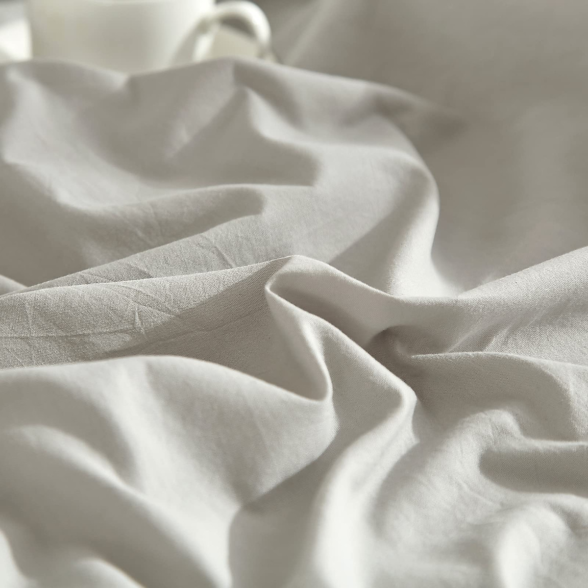 Full Size Sheets Set Grey Bed Sheets Deep Pocket 4 Piece Bedding Sheets & Pillowcases Set, Hotel Luxury Silver Grey Sheets 100% Washed Cotton Breathable Cooling Sheets, Fade, Stain, Shrink Resistant