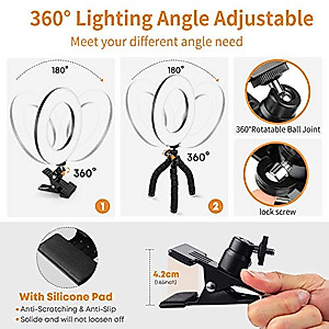 Video Conference Lighting Kit, Ring Light Clip on Laptop Monitor with 5 Dimmable Color & 5 Brightness Level for Webcam Lighting/Zoom Lighting/Remote Working/Self Broadcasting and Live Streaming, etc.