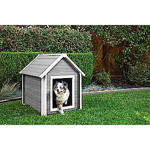 New Age Pet ECOFLEX® Outdoor Large Bunk Style Dog House for Up to 80lbs Pets | 10 Year Manufacturer Warranty | Weatherproof Roof & Elevated Floor | Easy-to-Assemble & Clean