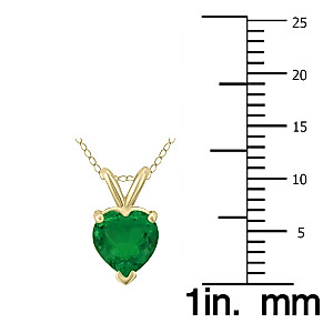 14K Yellow Gold 5MM Heart Emerald Pendant