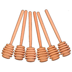Creative Hobbies® 6 Inch Wood Honey Dipper Stick Server for Honey Jar Dispense Drizzle Honey New | Pack of 6