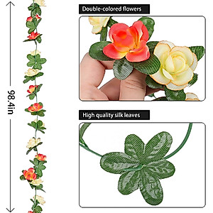 Beferr 5Pcs 41FT Rose Flower Wreaths Artificial Rose Wreaths Fake Silk Flowers Rose Ivy Hanging for Home Wedding Party Garden Craft Wall Decor Champagne
