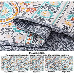 DREAMCLOUD HOME Bohemian Quilt Set Full Queen Size 3 Piece, Cosima Striped Pattern Printed Bedding Coverlet Set, Lightweight Soft Reversible Bedspread Sets for All Season (1 Quilt & 2 Pillow Shams)