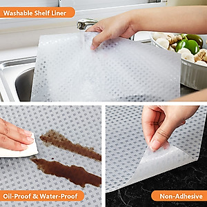 Shelf Liners for Kitchen Cabinets Refrigerator Liners Waterproof & Oil-Proof Kitchen Cupboard Liner Non-Slip Drawer Mats EVA Material Non Adhesive Fridge Liner for Shelves