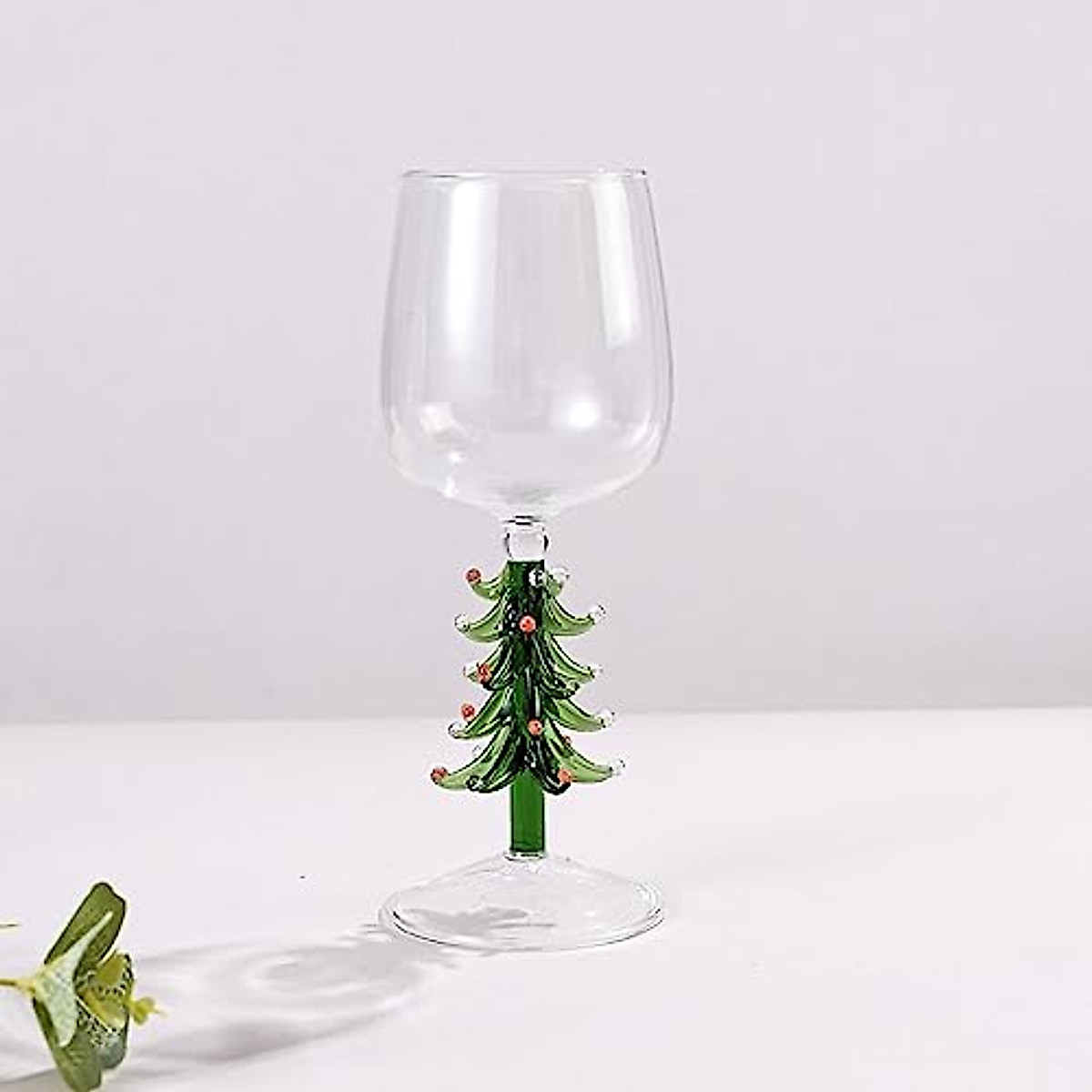 Ywmsfl 3D Drinking Glass Cup With Christmas Tree Figurine Inside Stemless Glass For Wine Water Milk Goblet-Drinking Glass Cup