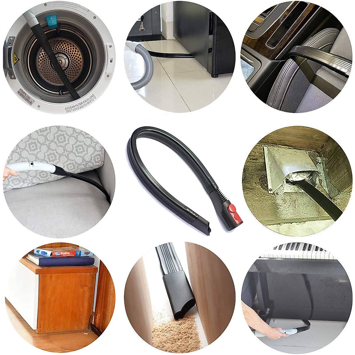 Flexible Crevice Tool for Dyson V7 V8 V10 V11 V15 Cordless Vacuum - Vacuum Attachment for Dryer Vent, Car Detailing and Corners Cleaning - Dryer Vent Cleaner Kit