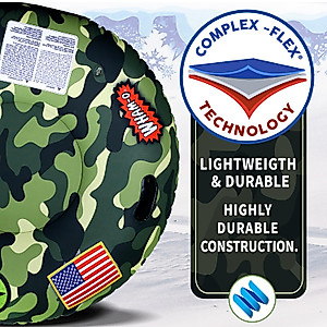 Wham-O Snowboogie Super Snow Tube 46" Oversize Deluxe USA Camo Edition | Single Rider Snow Sleds | Inflatable Snow Sled for Adults & Children
