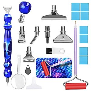 Baiyigs 21Pcs Diamond Pen Painting Accessories Tools Kits for DIY Art&Craft, Stainless Steel Metal Anti-Fall Tip with Ergonomic Resin Diamond Art Pen for 5D Diamond Paint Bead Dot, Embroidery Decor