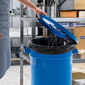 Trash Can With Lid And Dolly Round Ingredient Storage Containers Recycling Bin Kitchen Garbage Can Office Garbage Can Trash Barrel Plastic Barrel Yard Waste Bin Outdoor Trashcan (Blue, 20 Gallon)
