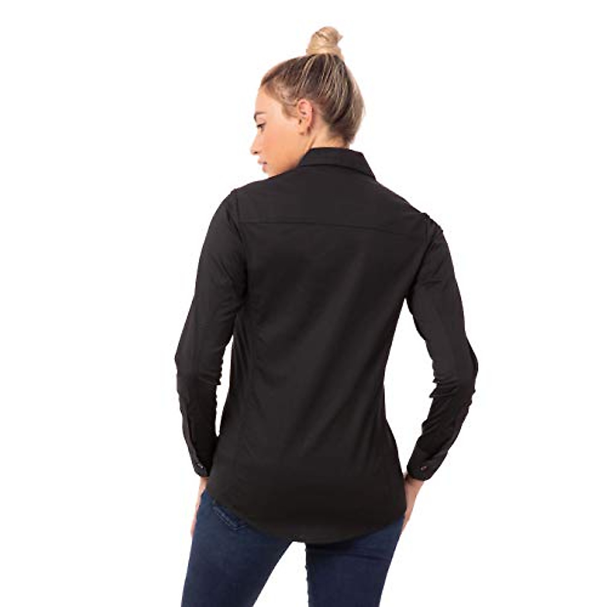 Chef Works Women's Shelby Zip Front Shirt, Black, Small