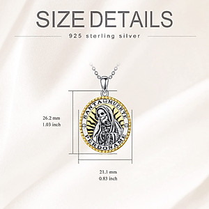 YAFEINI Santa Muerte Necklace 925 Sterling Silver Santa Muerte Pendant Sugar Skulls Death Mexican Amulet Jewelry…