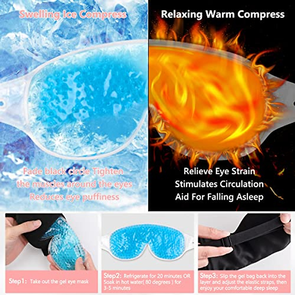 LC-dolida Sleep Headphones,Sleep Mask Bluetooth Wireless Music Eye Mask, Sleeping Headphones for Side Sleepers Sleep Mask with Bluetooth Headphones Ultra-Thin Stereo Speakers Perfect for Sleeping