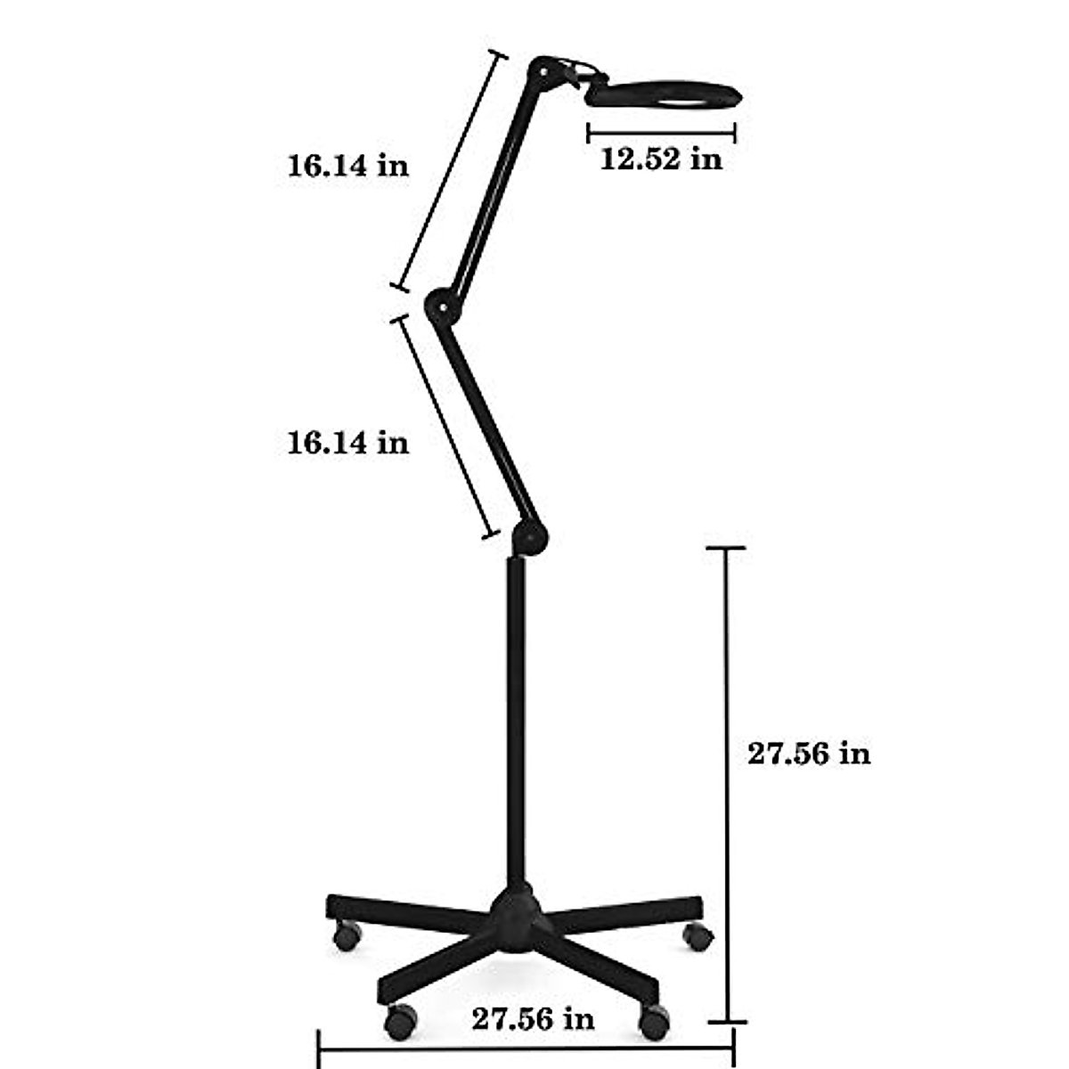 (New Model) Neatfi Bifocals 1,200 Lumens Super LED Magnifying Floor Lamp with Adjustable Arm and 5 Wheels Rolling Base, Dual 5/20 Diopter, Dimmable, 5 Inches Diameter Lens (Black)