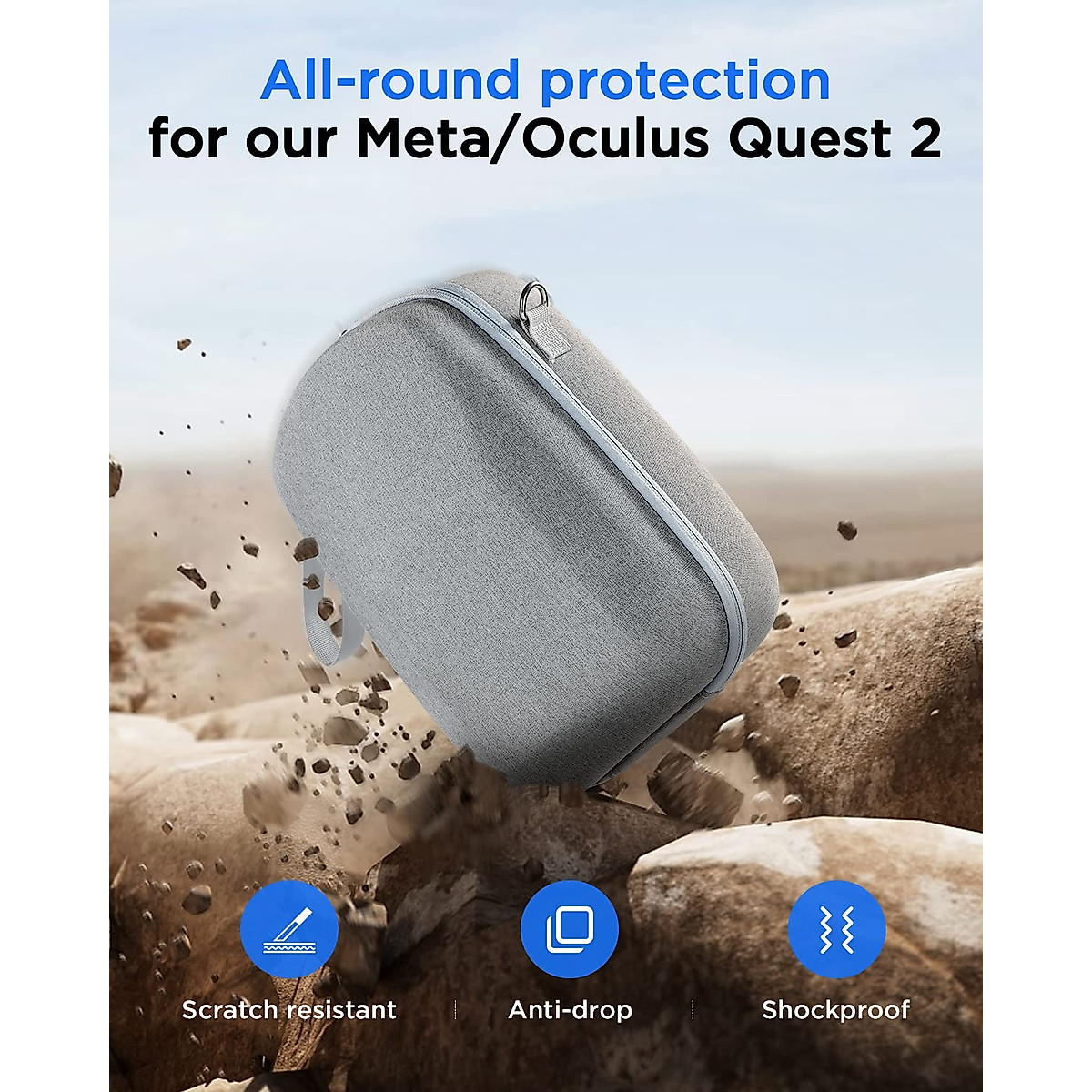 JOYROOM Carrying Case for Oculus Quest 2,Hard Carry Case Compatible with Meta/Oculus Quest 2 VR All-in-One VR Gaming Headset and Touch Controllers,Portable Protection Case for Travel and Home Storage