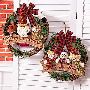 Tenn Well Buffalo Plaid Ribbon, 19.6 Yards 2.5 inch Wired Christmas Ribbon, Red and Black Plaid Ribbon for Bow Making, Gift Wrapping, Wreath Making, Christmas Tree Decoration (2 Roll x 9.8 Yards)