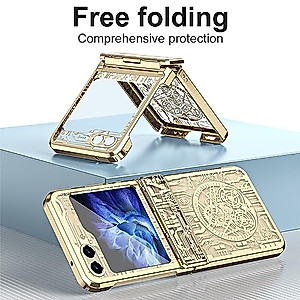 Phone Case Slim Case Compatible with Samsung Galaxy Z Flip 5 with Hinge+Camera Lens Protector,Thin Hard PC Case Fashion Protective Case for Galaxy Z Flip 5 Rugged Electroplating Cover phone protector