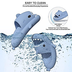 EECH Boys Girls Cloud Shark Slides Kids, 2023 Big Kid Shark Slippers, Upgraded Thick Sole Shark Sandals Shark Shoes Non-Slip for Kids Outdoor Indoor Summer(Blue, 10-11 Little Kid)