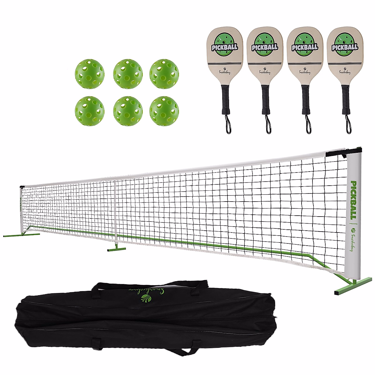 SmarketBuy Pickleball Net Set 22FT x 36inch Portable Pickleball Net System with 4 Paddles & 4 Pickleballs and Carrying Bag Suitable for Beginners and Professional Players