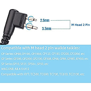 Retevis EHK007 Tactical Noise Reduction Walkie Talkie Headset, Sound Pickup, Compatible with Motorola CP185 CP100 CP200 CP200d GP2000 GP300 2 Way Radio, for Airsoft Shooting Hunting Adult Gift(1 Pack)