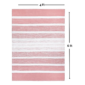 Lush Ambience Indoor Area Rug- Hand Woven, Environment Friendly, Machine Washable- Recycled Cotton Area Rugs 4x6 ft for Living Room, Dining Room, Kitchen, Bedroom, Porch - Avika Blush Pink