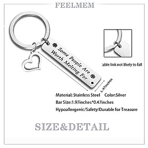 FEELMEM Best Friend Gift Some People Are Worth Melting For Keychain Friendship Jewelry BFF Birthday Gift Christmas Gift (silver)