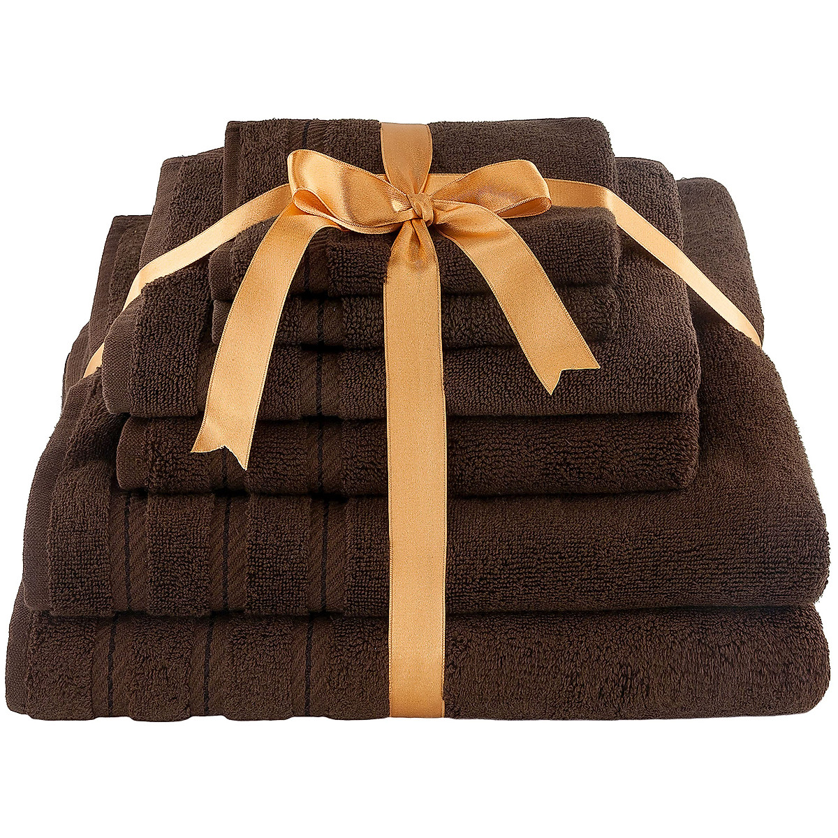 American Soft Linen 100% Turkish Carde Cotton 6 Piece Towel Set, 560 GSM Towels for Bathroom, Super Soft 2 Bath Towels 2 Hand Towels 2 Washcloths, Dark Brown