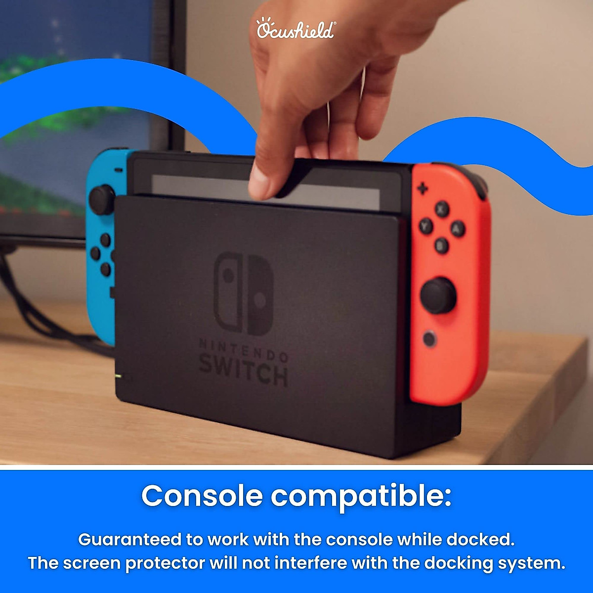 Ocushield Anti Blue Light Tempered Glass Screen Protector for Nintendo Switch Console - Protect Kids Eyes from Strain and Fatigue