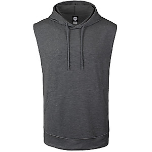 JC DISTRO Men's Soft Lightweight Hoodie Long Sleeve/Sleeveless Big CHARCOAL X-LARGE
