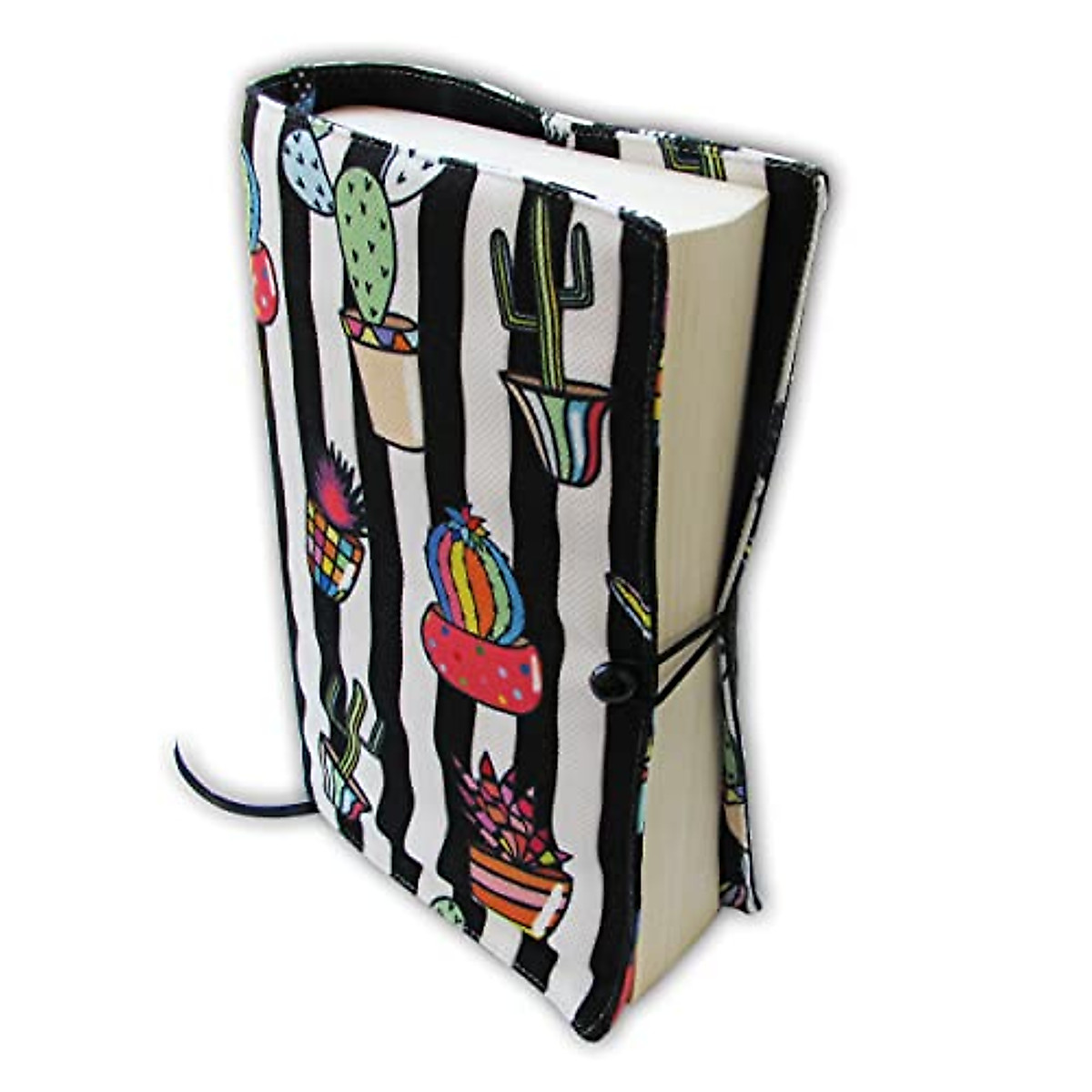 Book Sleeve Cover , Cute Cacti Pattern - Fabric Novel for Adult Books Cover for Paperback , Washable Book Protector , Padded Case for Novel 5.5 x 8.2 x 1.6