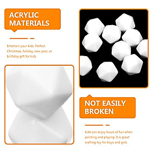 ibasenice D20 10pcs Blank White Dice Set Acrylic 20 Sided Dices DIY Craft Dice Cubes for Math Counting Teaching Board Games DIY Sticker Party Fun D20 Dice