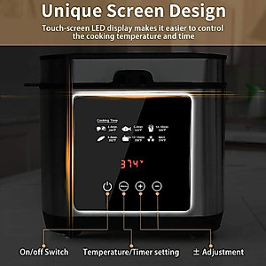 CUSIMAX Deep Fryer with Basket for Home Use,1200W Electric Fryer with LED Display Temperature Control,Removable Lid and 2.6QT Non-Stick Inner Pot,Stainless Steel,Silver