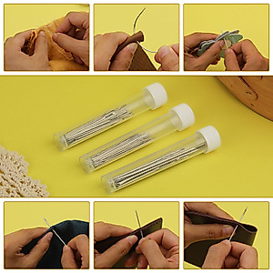 Tikjiua 152 Pcs Upholstery Repair Sewing Kit, 123 Pcs Sewing Stitching Needles and 20 Pcs Sewing Thread, Leather Sewing Needles Supplies Stitching Kit for Furniture, Shoes, Canvas, Sofa Repair