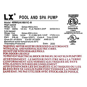 PUMP, LX 48WUA, 1.0hp, 115V, 48WUA1001C-II