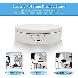 ZLMONDEE 2 In 1 Spinning Rotating Display Stand with Large 8.66 Inch Replacement Cover for Rotating Platform Photography Turntable (White)