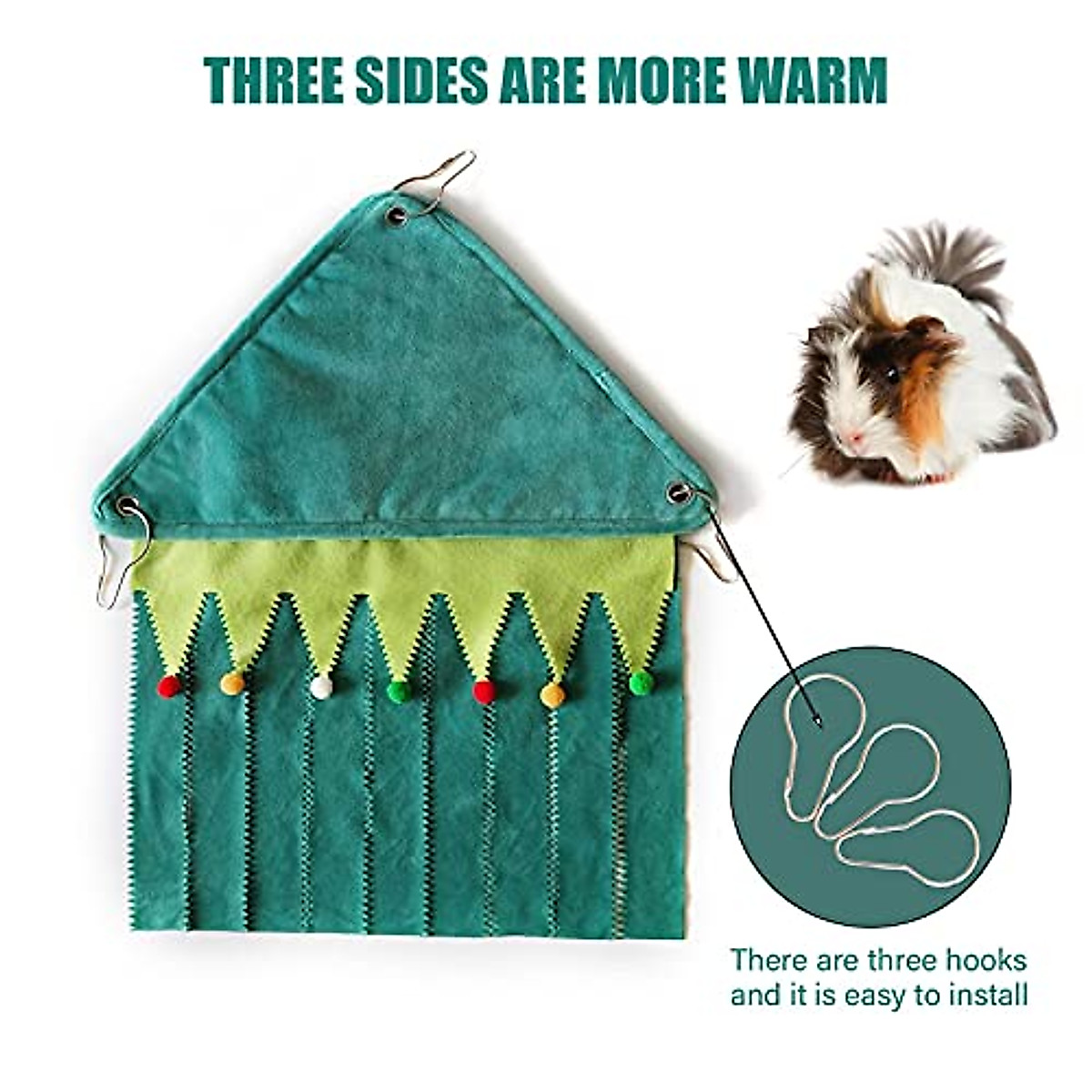 JCOLUSHI Three Sides Guinea Pig Hideout Forest Green Rabbit Crystal Velvet Rat Cage Accessories Small Animal Corner for Pigs Ferrets Chinchillas Hedgehogs Hamster Dwarf Rabbits