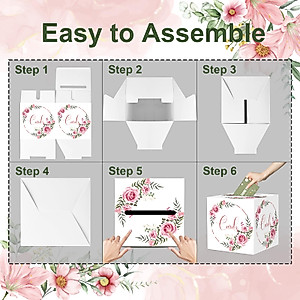 Watercolor Rose Floral Card Box Wedding Card Box Holder Gift Cards Receiving Box for Party Graduation Bridal or Baby Showers, Raffle Ticket Box Money Box for Birthday Retirements Anniversaries