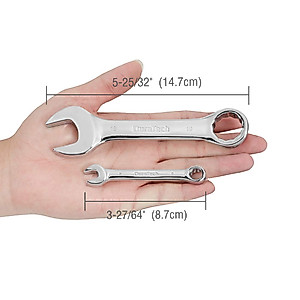 DURATECH Stubby Combination Wrench Set, Metric, 12-Piece, 8-19mm, 12 Point, CR-V Steel, with Rolling Pouch