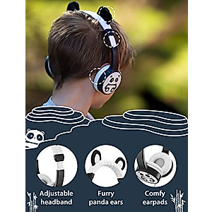Planet Buddies Kids Headphones, On Ear Headphones for Kids, Volume Safe with Music Sharing for Children, Foldable Wired Earphones for School, Travel, Phone, Kindle - Panda