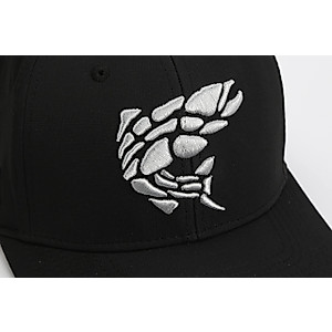 Paramount Outdoors Rock Fish 3-D Puff Embroidery Fishing Hat Salmon Trout Fly Fishing Baseball Cap (Black)