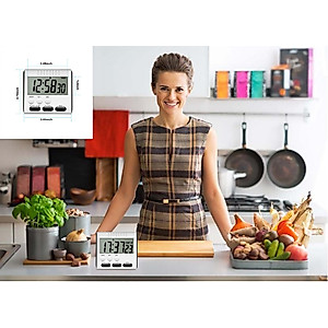 Hour Minute Second Count Up Countdown Digital Kitchen Timer, Big Digits, Loud Alarm, Magnetic Backing, Retractable Stand, 3 Pack Black