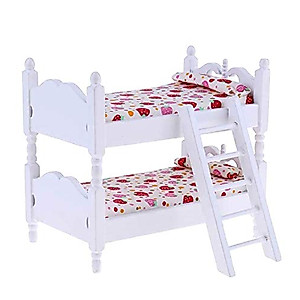 EatingBiting 1:12 Handmade Mini Miniature Double Bedroom Furniture Bunk Bed Ladder Bunk Beds Room Furniture Accessories