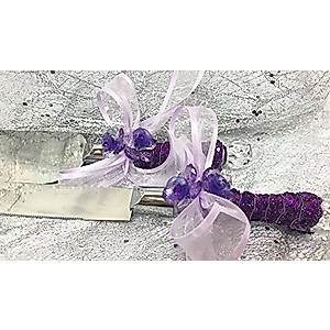 Purple Cake Knife & Server Set Bow Design For Wedding All Occasion
