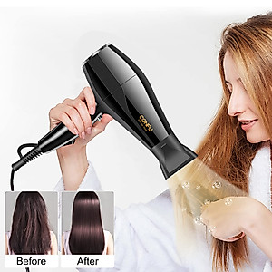 Confu Professional Blow Dryer with Diffuser, 1875w Ionic Hair Dryer with Diffuser for Curly Hair, Straight Hair, AC Motor Pro Ceramic Hair Dryers for Women and Men, Quiet and Powerful