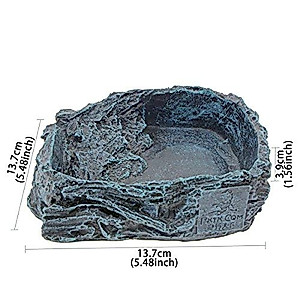 Saim Reptile Feeding Bowl, Reptile Rock Worm Feeder/Food and Water Dish
