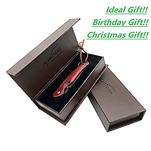 ALBATROSS HGDK004 Awesome EDC Damascus Pocket Folding Knife lanyard, Rosewood Handle, Gifts/Collections